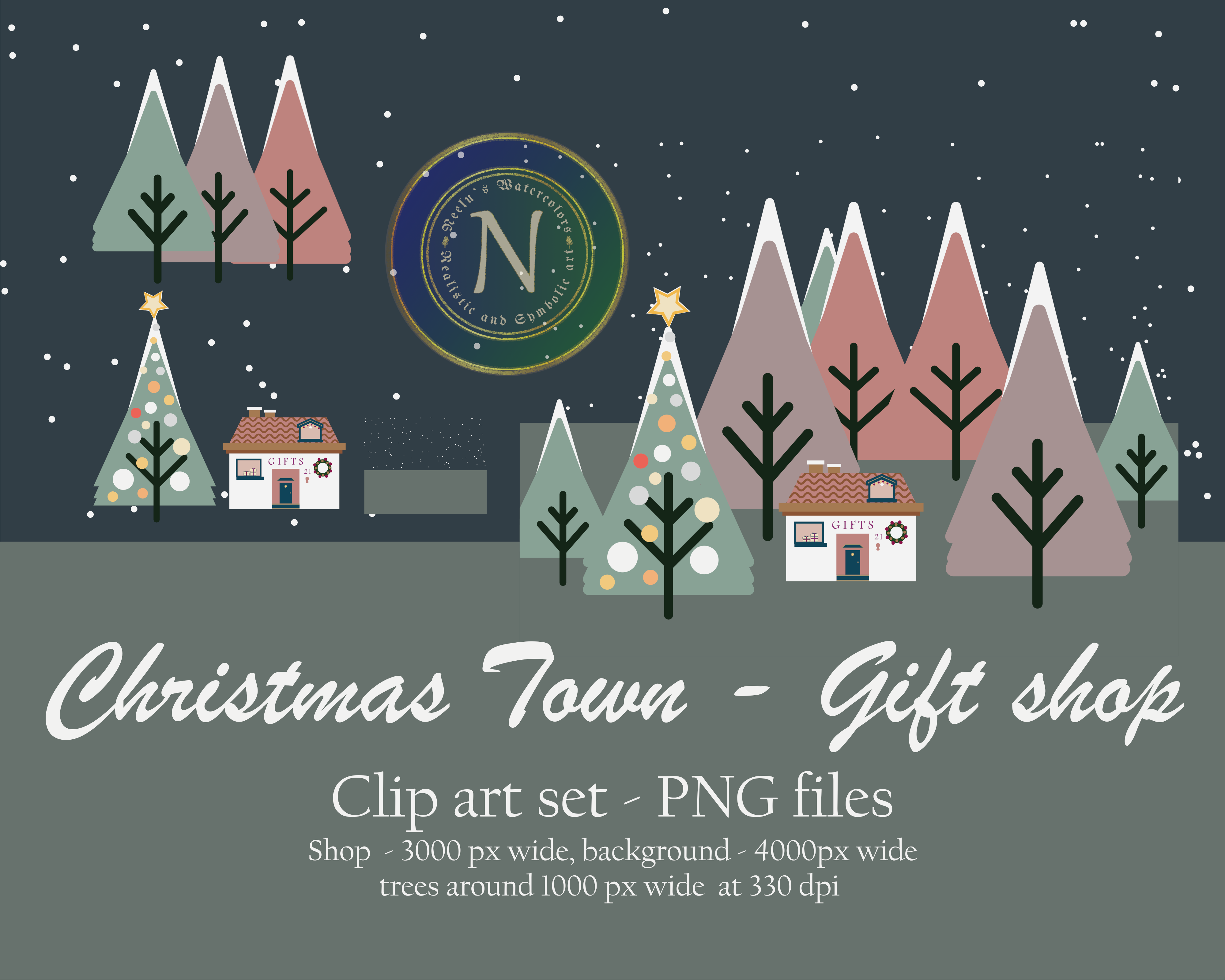 Christmas Town – Gift shop clip art set| Digital download | Card making ...