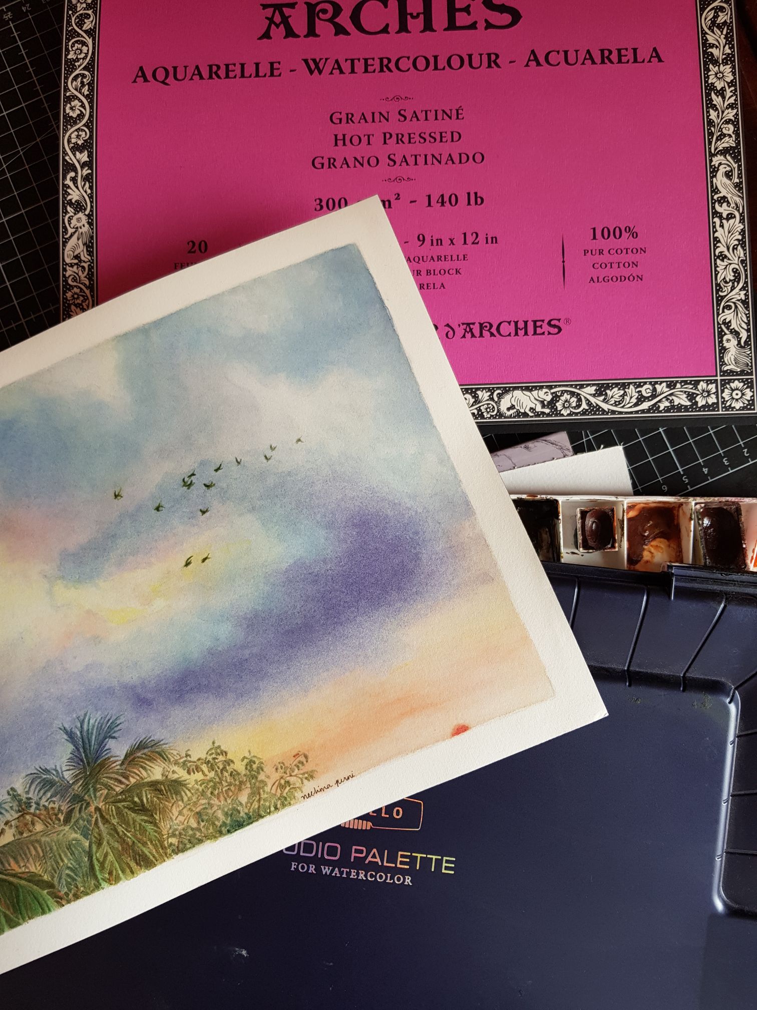 Tropical sunset – Watercolor Journal